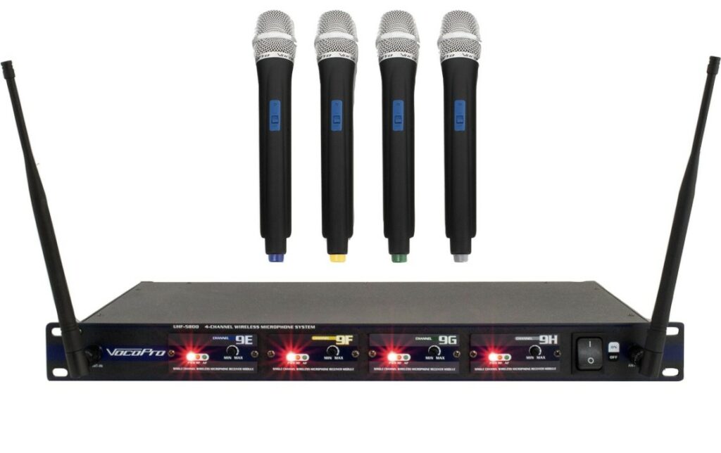 VocoPro UHF-5800 4-Channel Handheld Wireless Microphone System ...